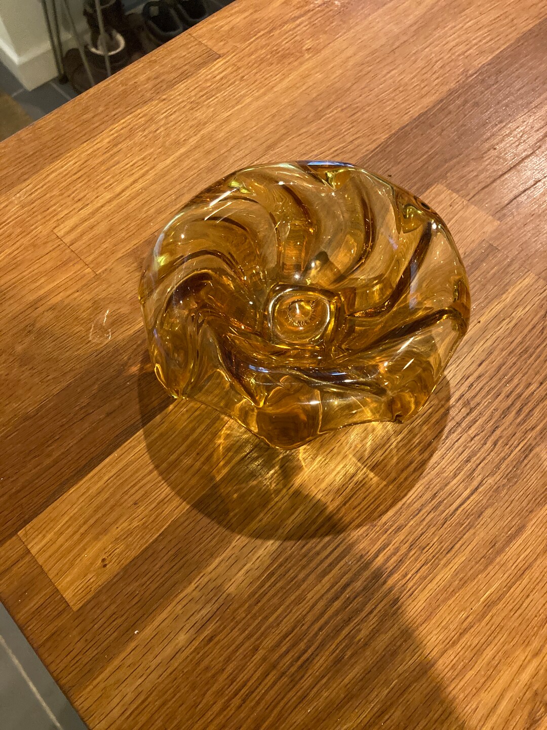 Bagley Art Deco Amber Glass Dish - Etsy