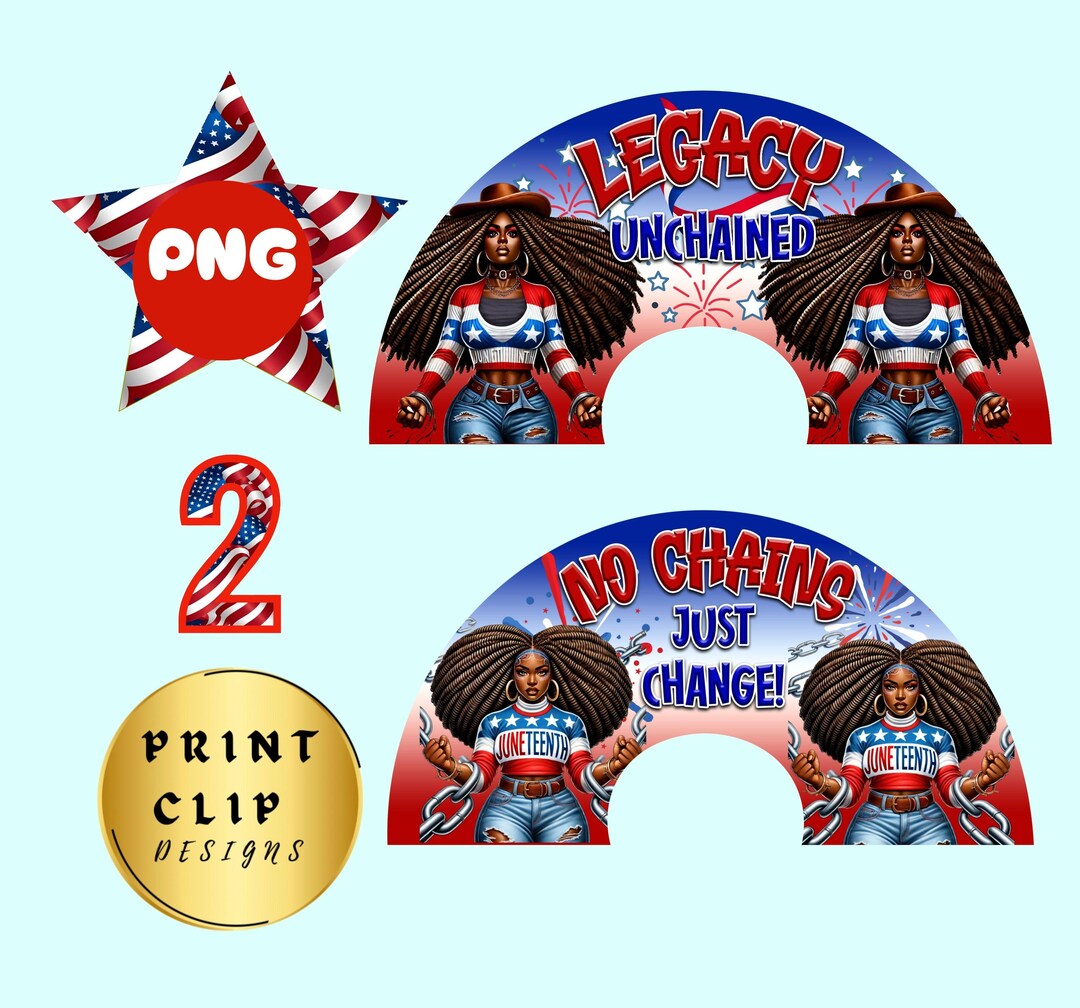 2 Juneteenth Patriotic Stars and Strips Clack Fan Templates ,black ...