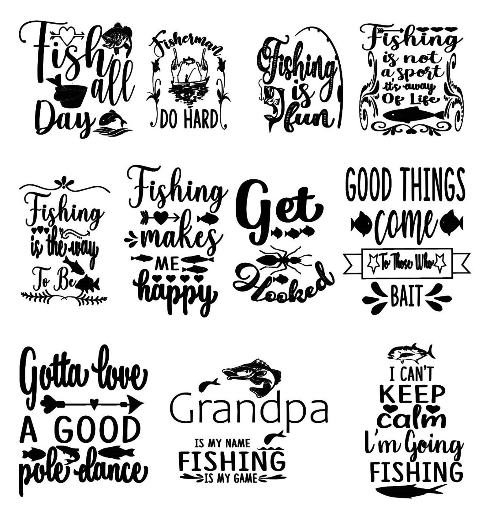 Ultimate Fishing Laser Cut File Bundle 121 Fishing Themed Designs .AI ...