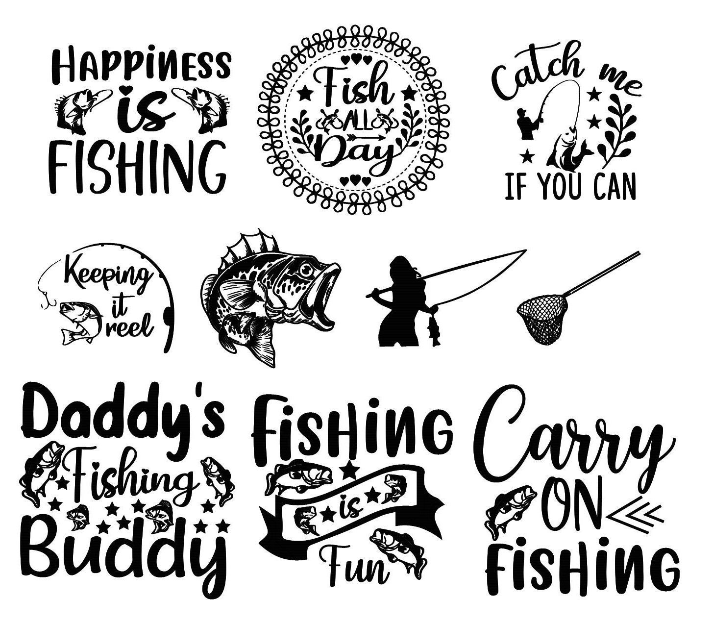 Ultimate Fishing Laser Cut File Bundle 121 Fishing Themed Designs .AI ...