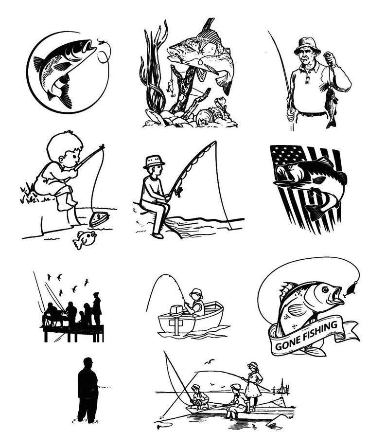 Ultimate Fishing Laser Cut File Bundle 121 Fishing Themed Designs .AI ...