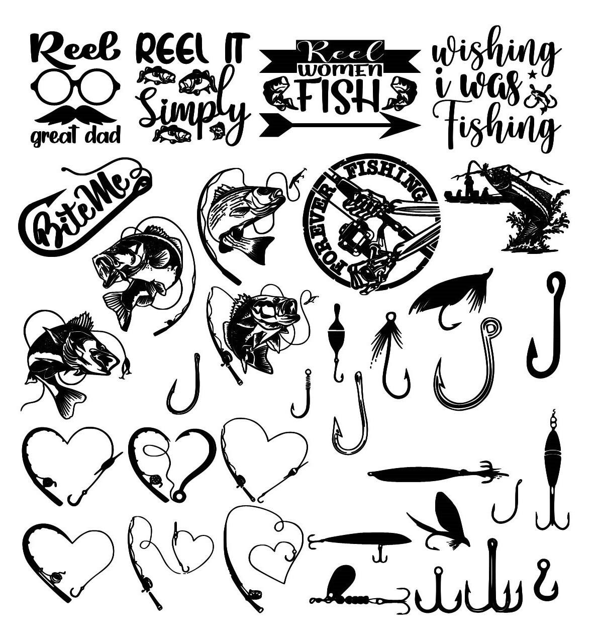 Ultimate Fishing Laser Cut File Bundle 121 Fishing Themed Designs .AI ...