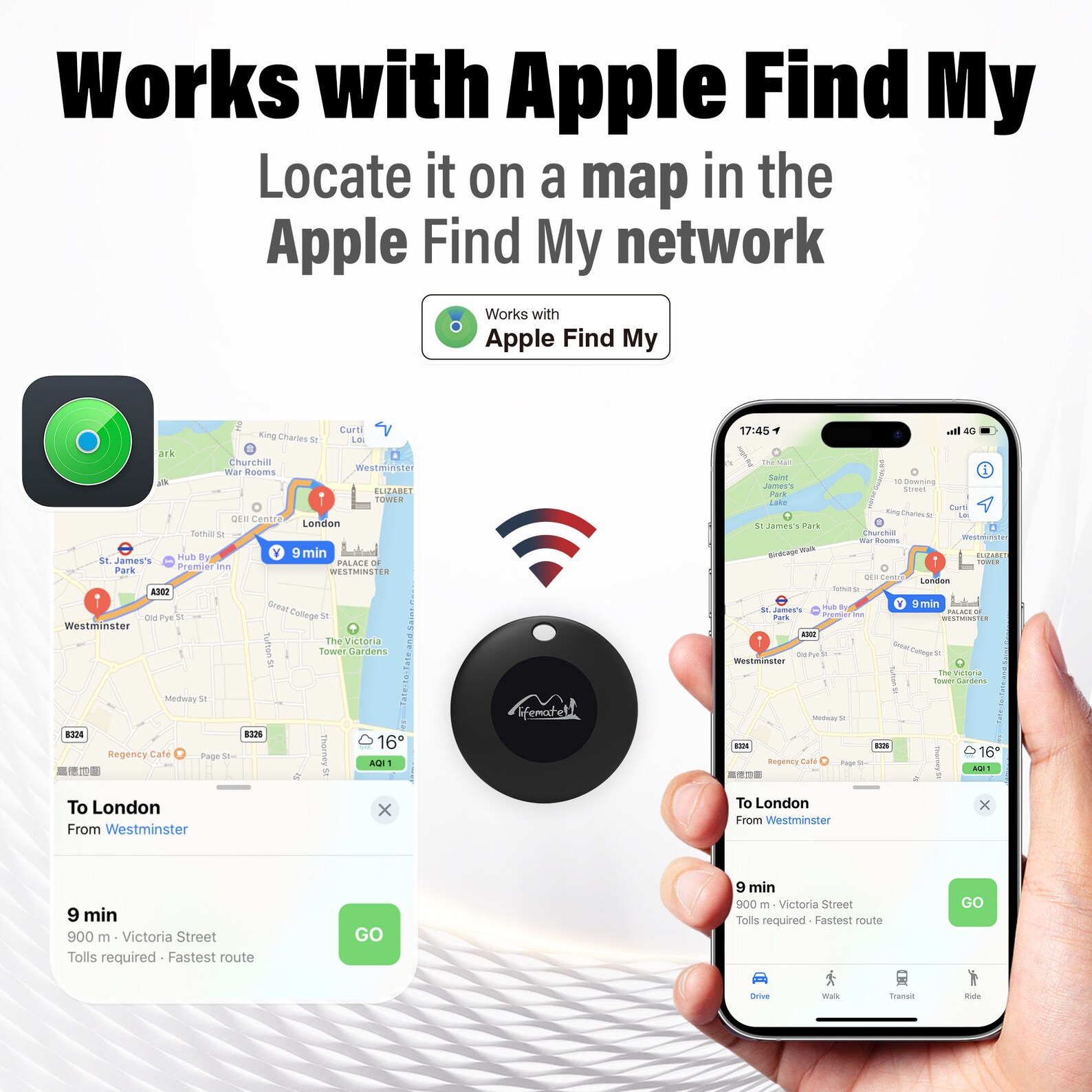 Lifemate, Air Tag GPS Smart Tracker Bike Car Luggage Pet Key Apple Find ...