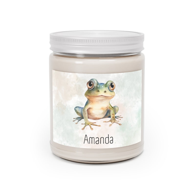 Personalized Watercolor Pastel Frog Scented 100% Soy Wax Candle, Custom ...