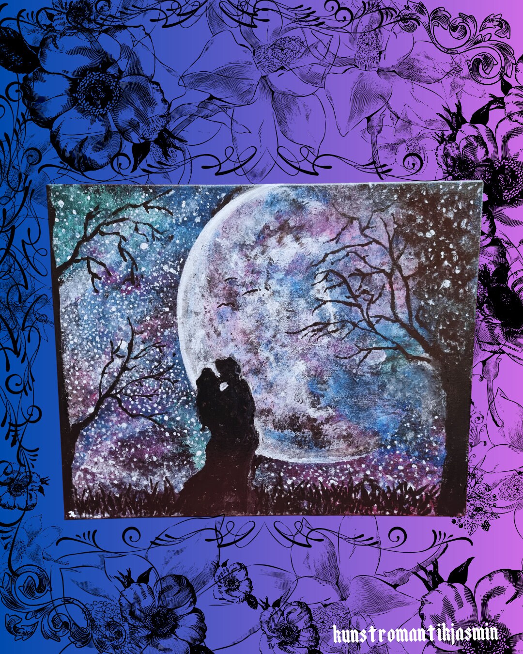 Single Piece Original love in the Moon, 50 X 40 Cm, Expressionism ...