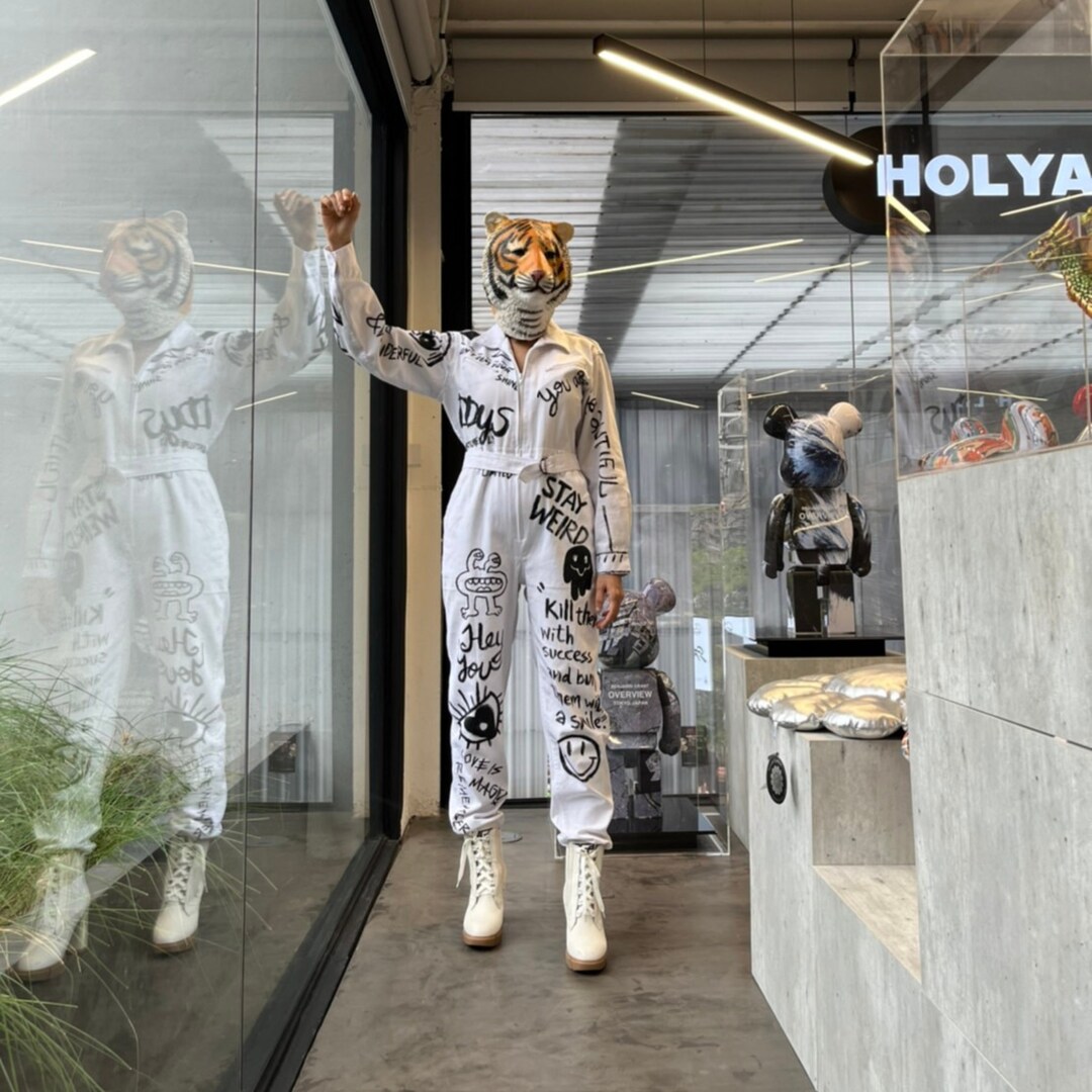 Ddys-the Rarity Rebel White Jumpsuit Art Painting, Sustainable Fashion ...