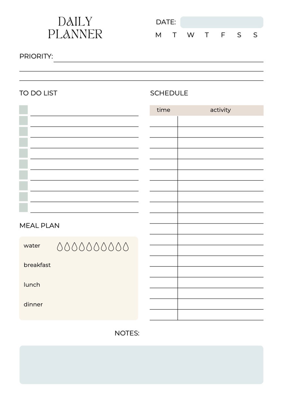 Daily Planner, Daily to Do List Planner, Motivational Daily Schedule ...