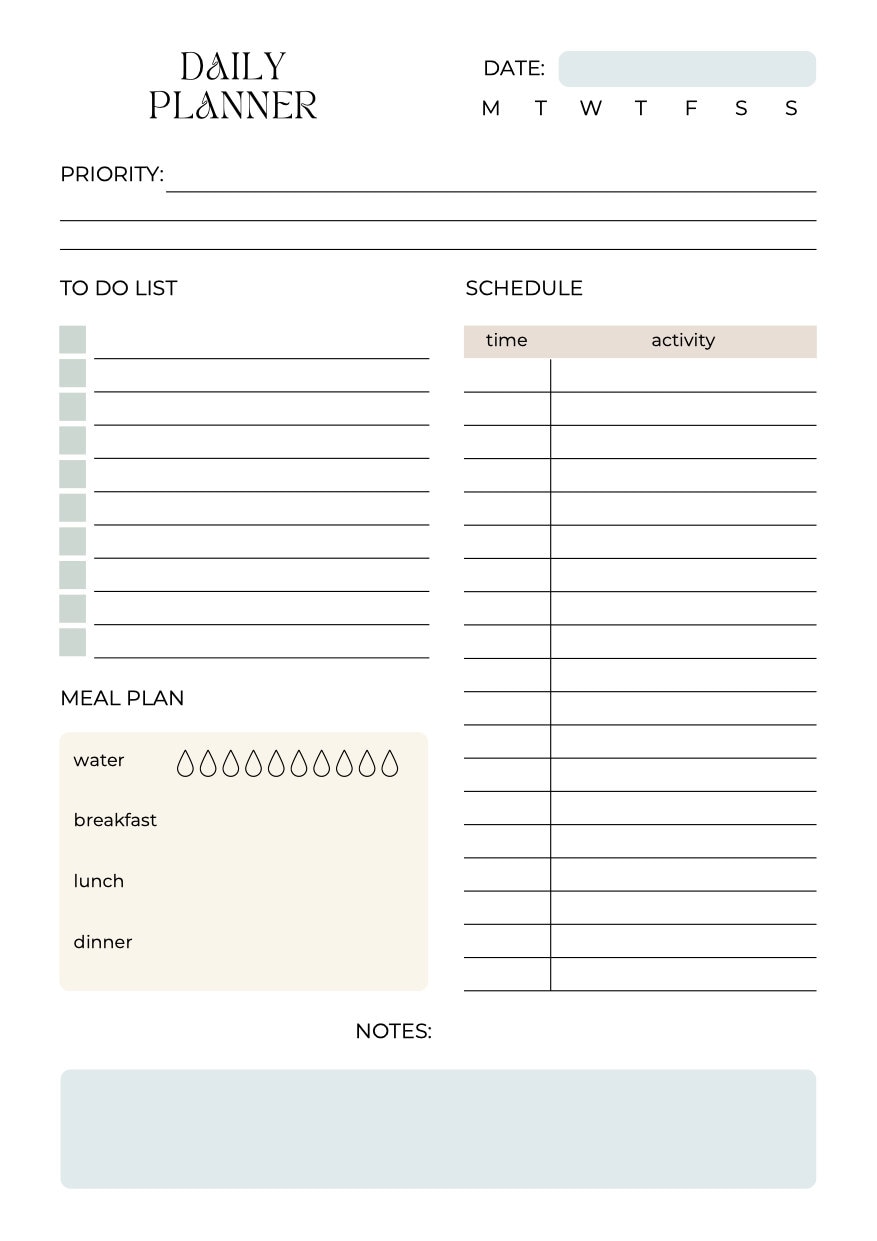Daily Planner, Daily to Do List Planner, Motivational Daily Schedule ...