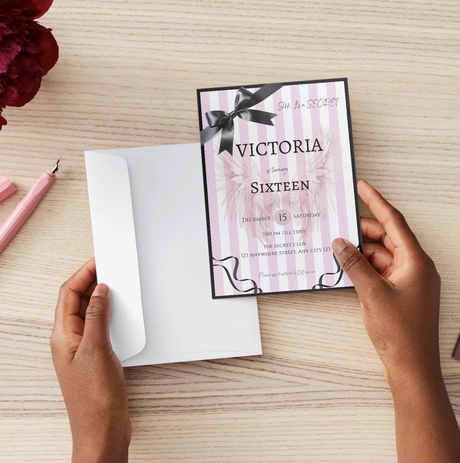 Editable Victoria's Secret Inspired Birthday Invitation | Girly Party ...