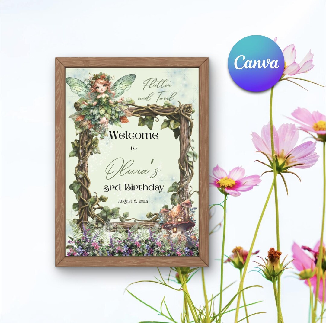 Enchanted Fairyland Birthday Welcome Sign | Whimsical Garden Forest ...