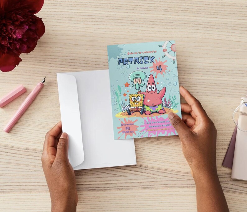 Editable Spongebob Squarepants Birthday Invitation | Spongebob Birthday ...