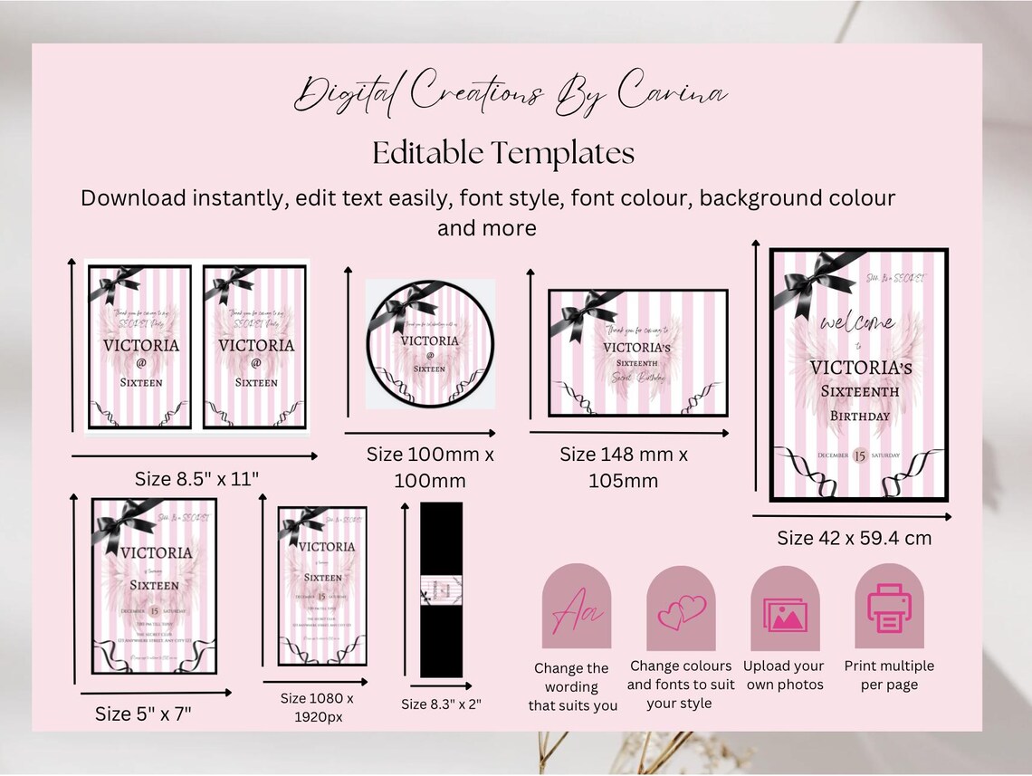 Victoria Secret Birthday Bundle | Victoria Secret Party Decorations Set ...