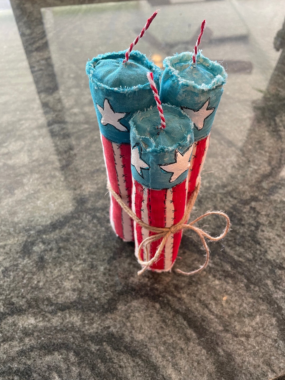 Set of 3 Americana Hand Painted Fabric Firecrackers 4th of July - Etsy
