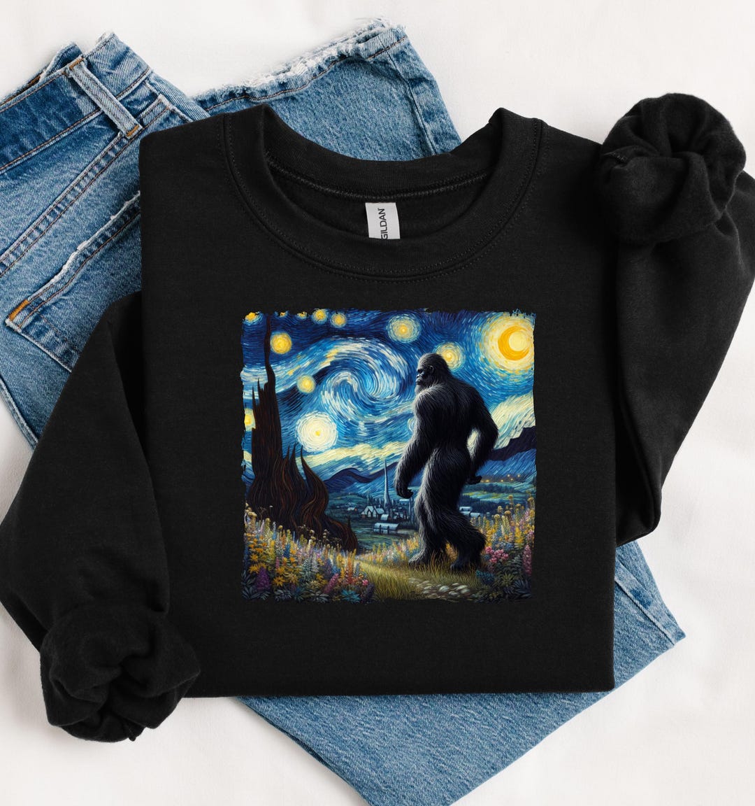 Bigfoot Starry Night Sweater, Sasquatch Sweatshirt, Nature Lover ...