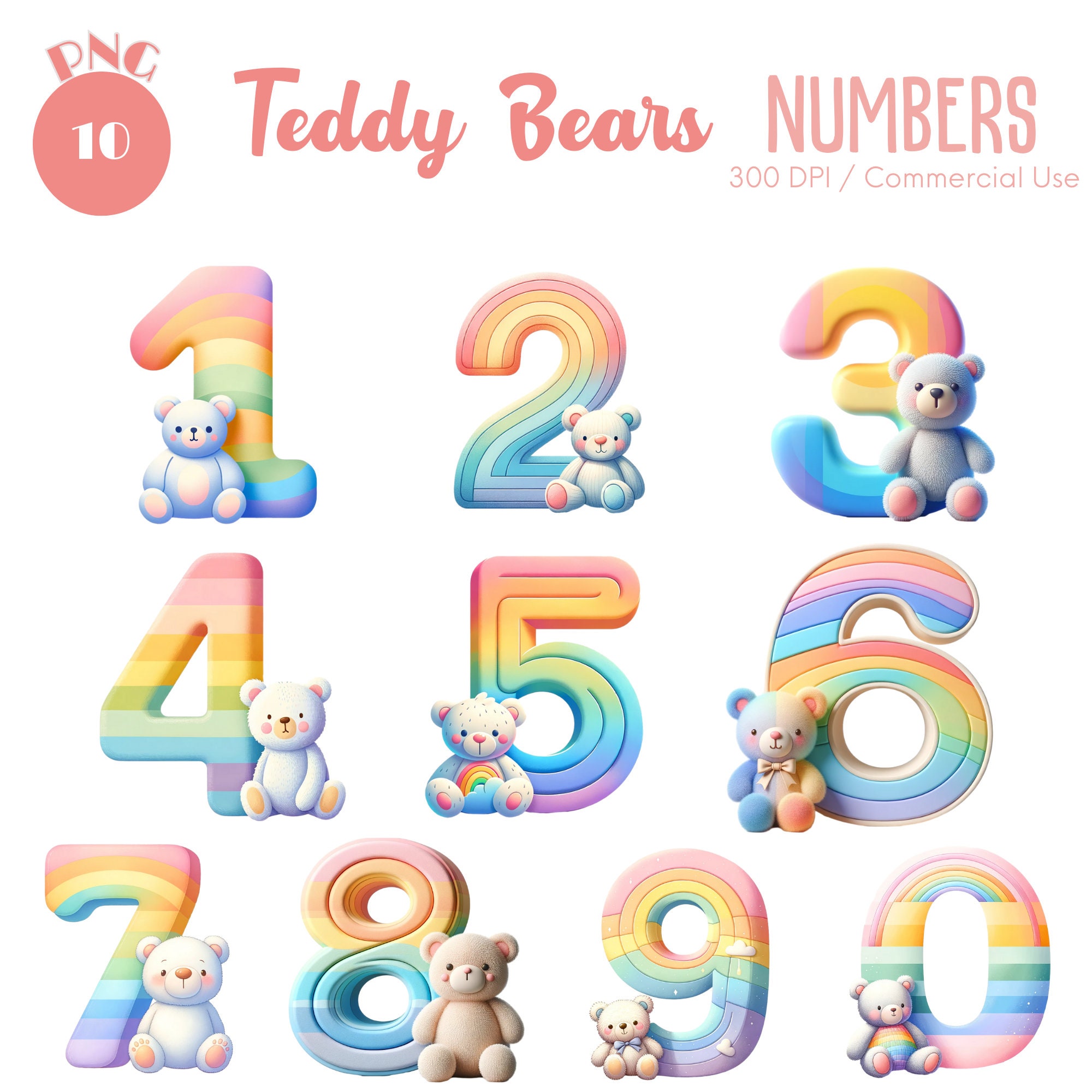Teddy Bear Numbers Clipart 10 PNG Teddy Bear Number PNG Teddy Bear ...