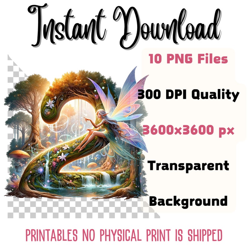 Forest Fairy Numbers Clipart 10 PNG Happy Birthday Fairy PNG Birthday ...