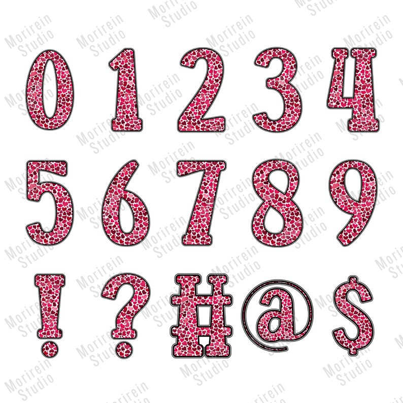Pink Heart Alpha Doodle Bundle 67 PNG Valentine Doodle Alphabets and ...