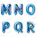 Holographic Blue Foil Balloon Alphabets and Numbers Clipart 36 PNG Blue ...
