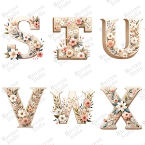 Floral Alphabets and Numbers Clipart 36 PNG Flower Alpha Clipart ...