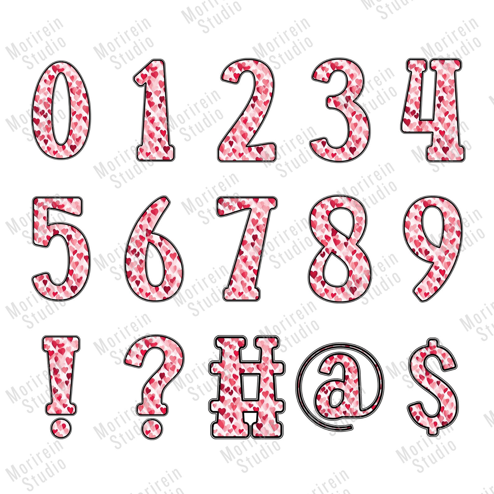 Pink Heart Alpha Doodle Bundle 67 PNG Valentine Doodle Alphabets and ...