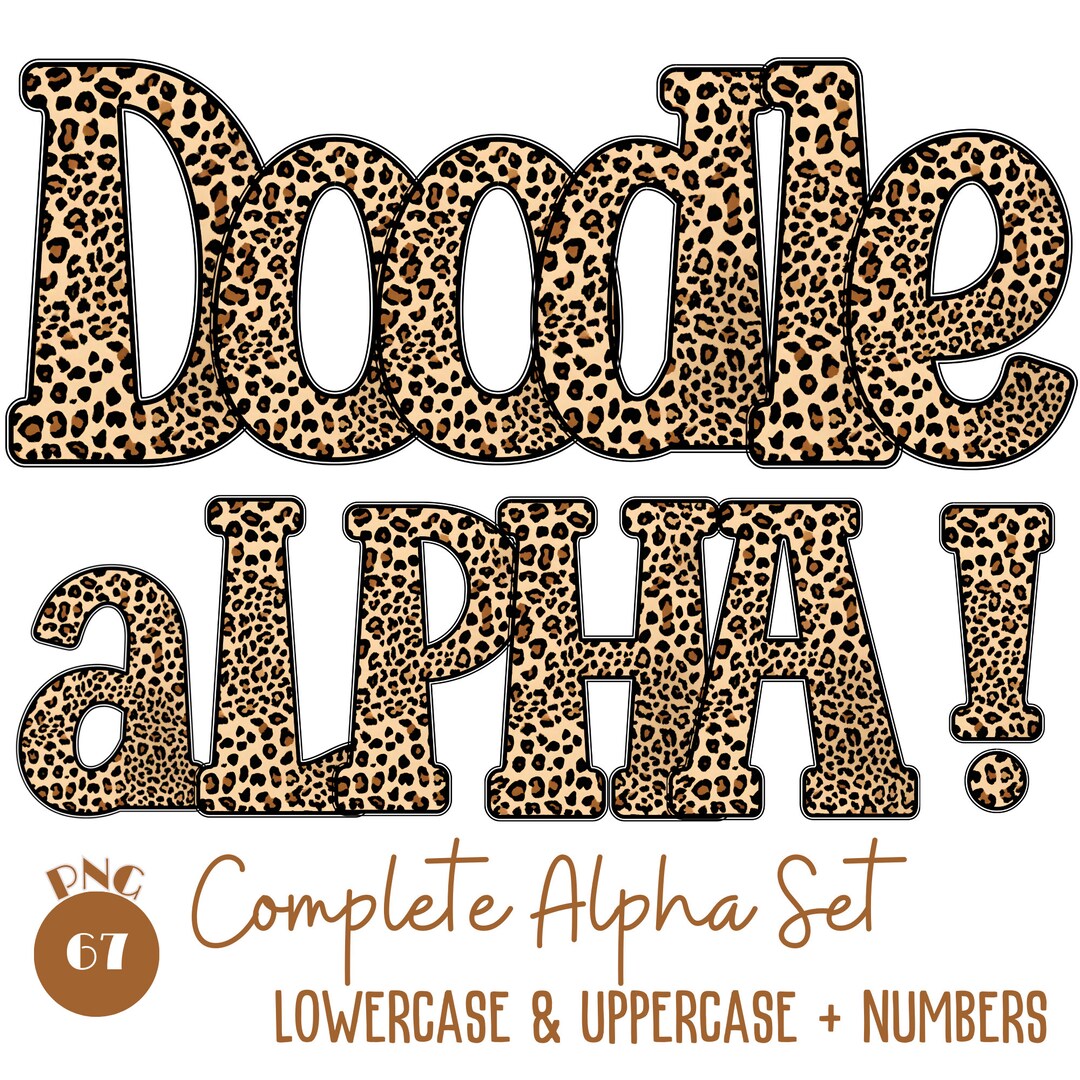 Brown Leopard Alpha Doodle Bundle 67 PNG Brown Leopard Doodle Alphabets ...