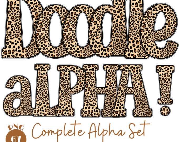 Leopard Alphabet Png Bundle, Gold Doodle Font Letters Png, Cheetah ...