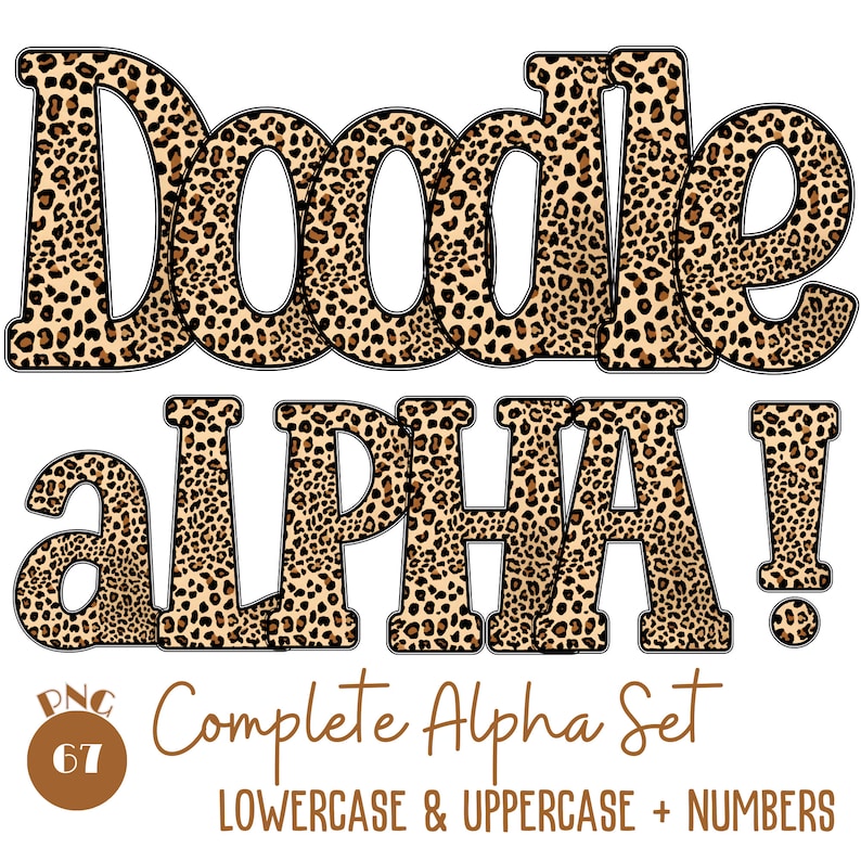 Brown Leopard Alpha Doodle Bundle 67 PNG Brown Leopard Doodle Alphabets ...