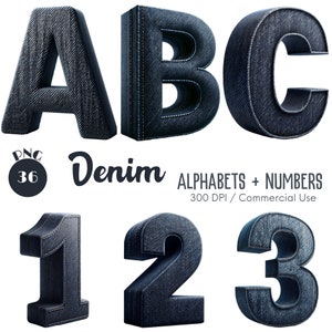 Denim Alphabets and Numbers Clipart 36 PNG Denim Alpha Clipart ...