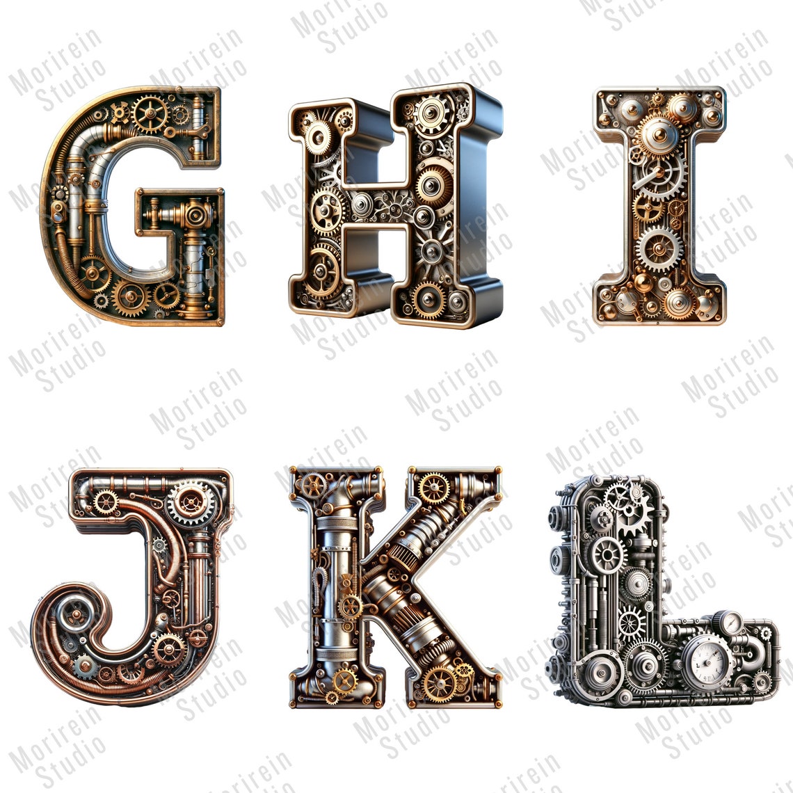 Steampunk Alphabets and Numbers Clipart 36 PNG Steampunk Alpha Clipart ...