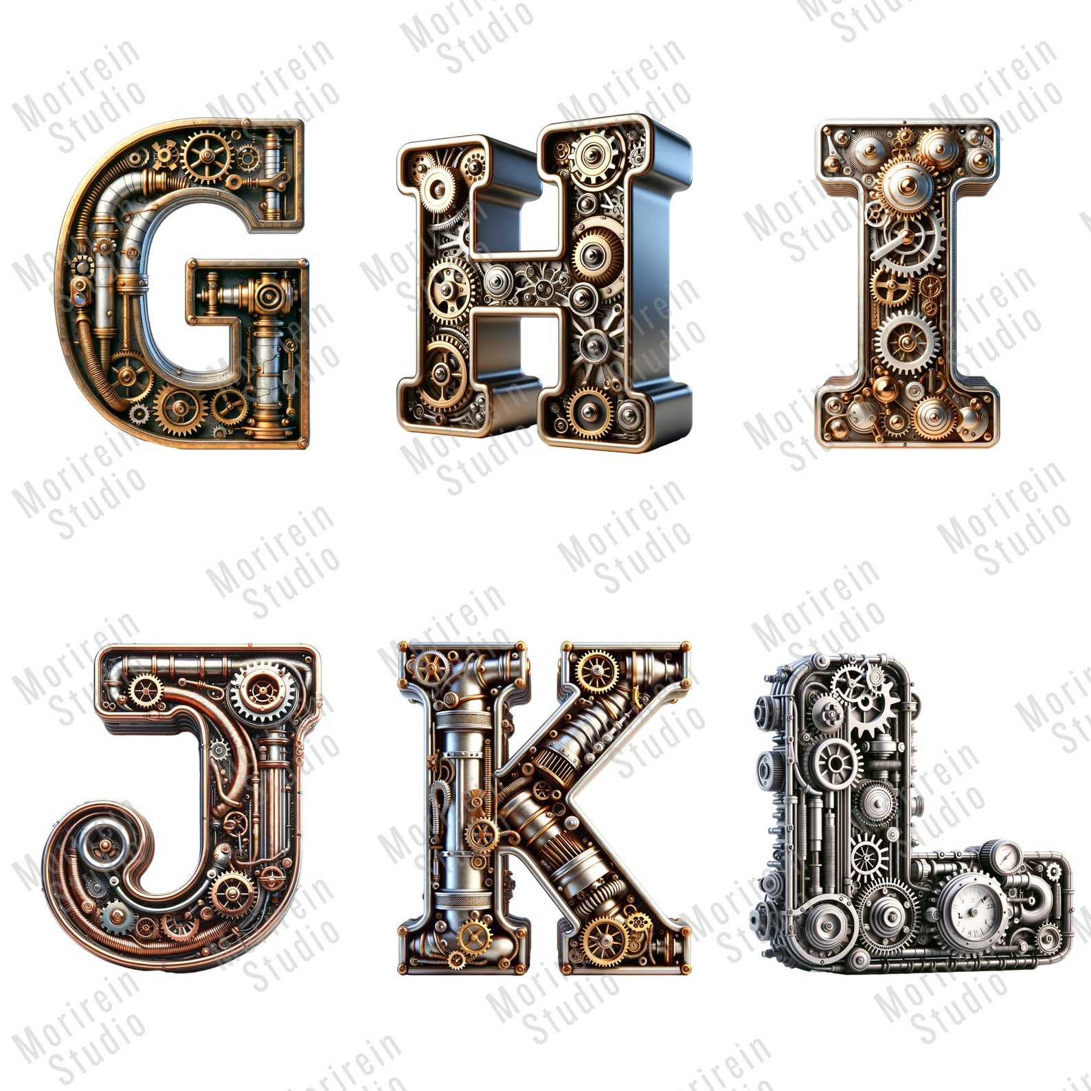 Steampunk Alphabets and Numbers Clipart 36 PNG Steampunk Alpha Clipart ...