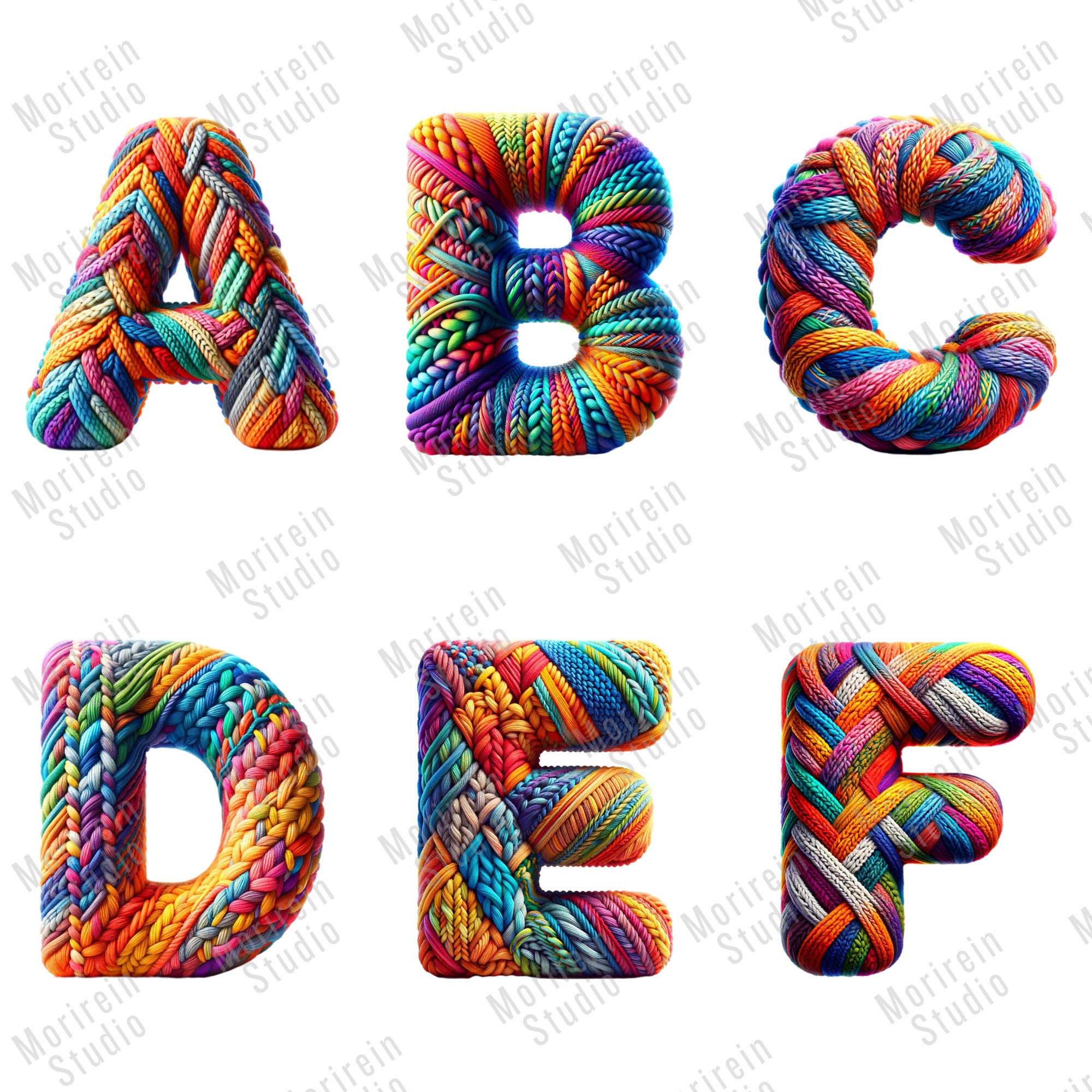 Knitted Alphabets and Numbers Clipart 36 PNG Knitted Alpha Clipart ...