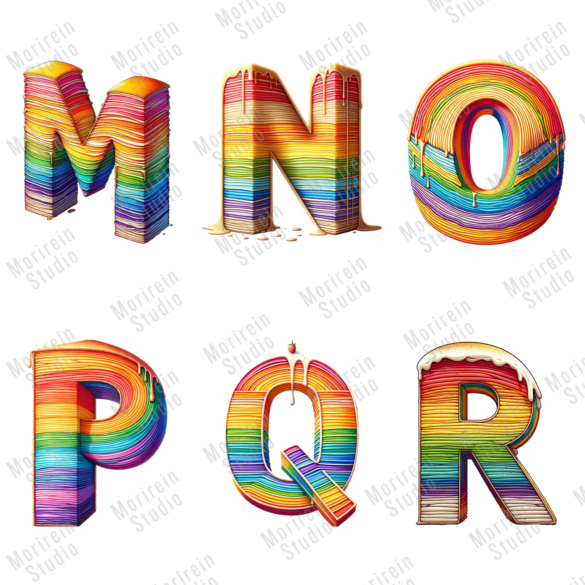 Crepe Cake Alphabets and Numbers Clipart 36 PNG Crepe Cake Alpha ...