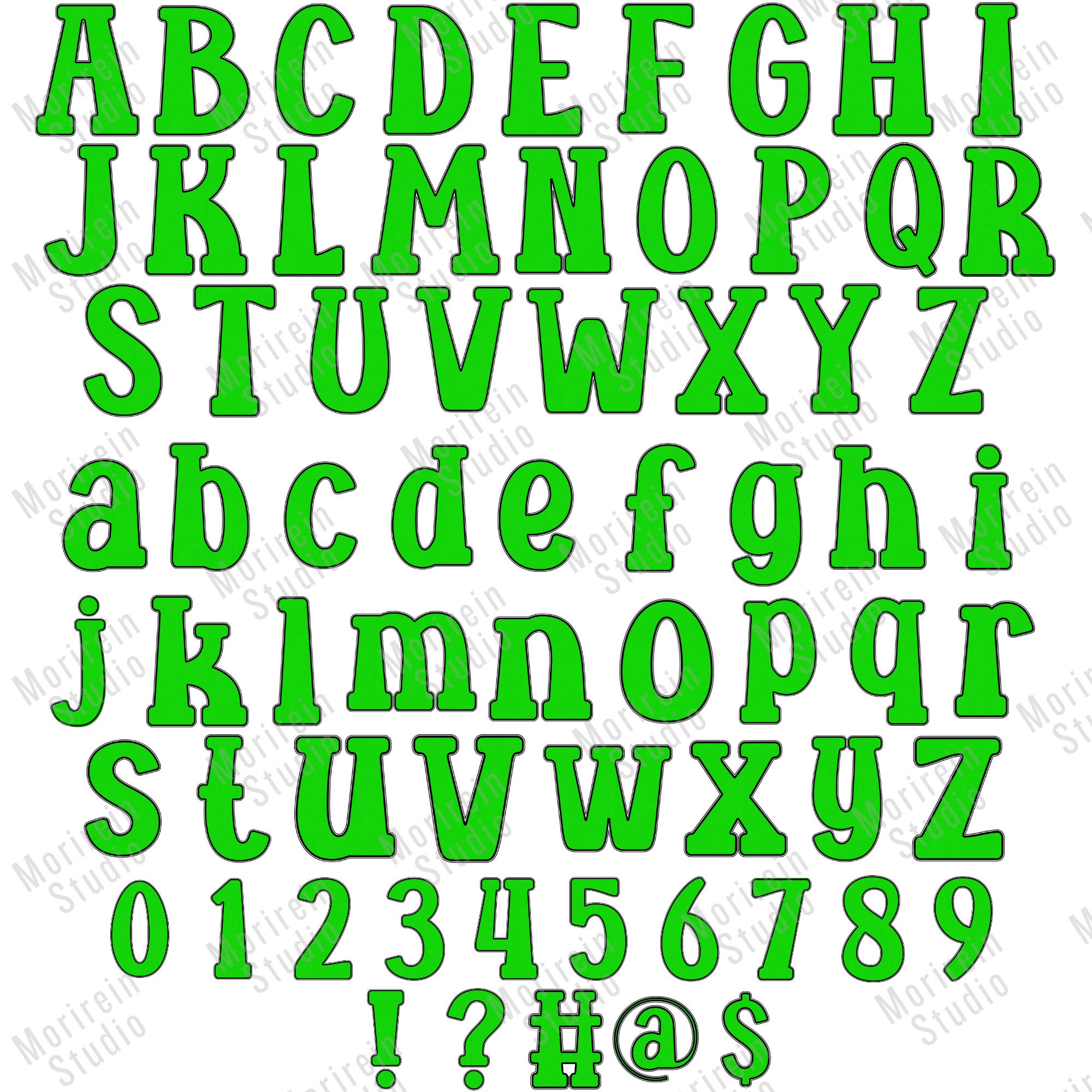Bright Alphabet Letters PNG Bundle 335 PNG 5 Sets Bright Doodle ...