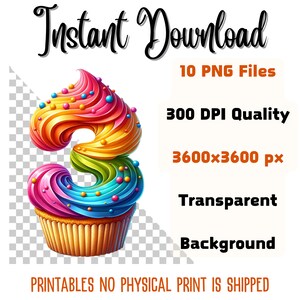 Cupcake Numbers Clipart 10 PNG Happy Birthday Cupcake PNG Birthday ...