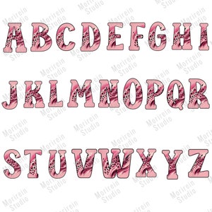 Pink Leopard Alpha Doodle Bundle 67 PNG Pink Leopard Doodle Alphabets ...