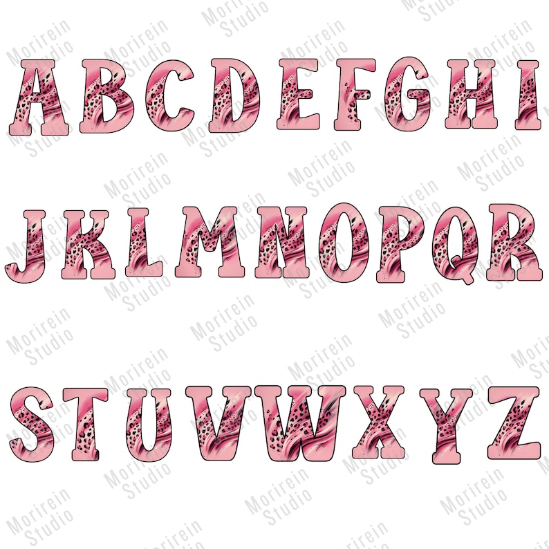 Pink Leopard Alpha Doodle Bundle 67 PNG Pink Leopard Doodle Alphabets ...