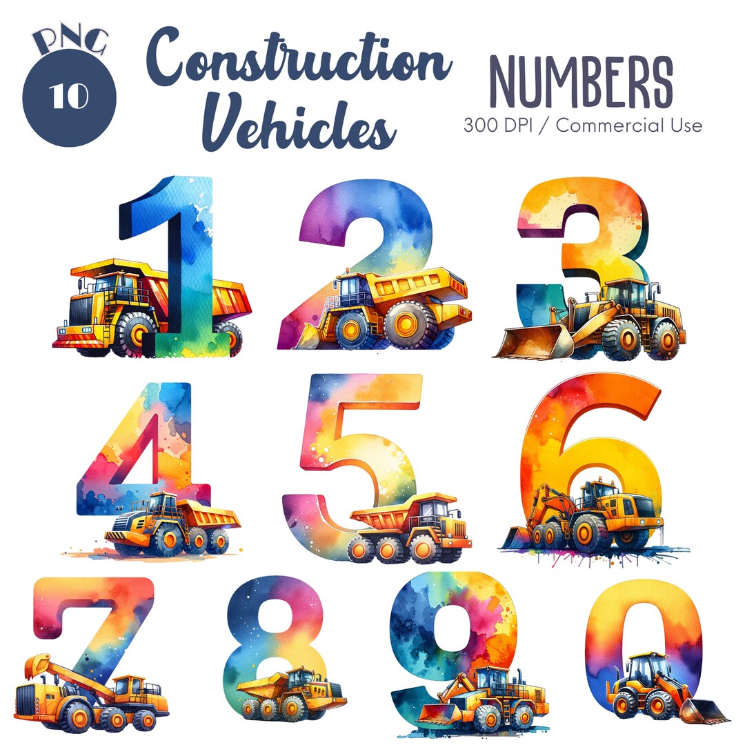 Construction Vehicles Numbers Clipart 10 PNG Construction Vehicles PNG ...