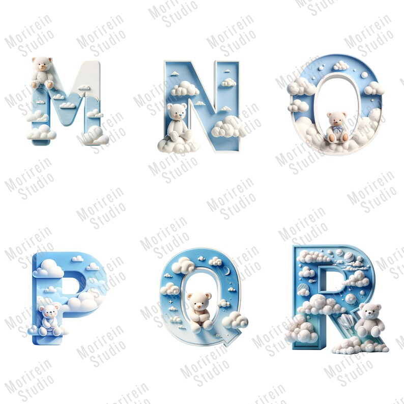 Teddy Bear Alphabets and Numbers Clipart 36 PNG Teddy Bear Alpha ...