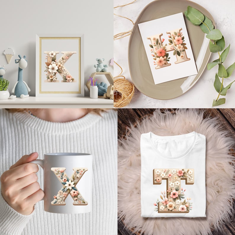 Floral Alphabets and Numbers Clipart 36 PNG Flower Alpha Clipart ...