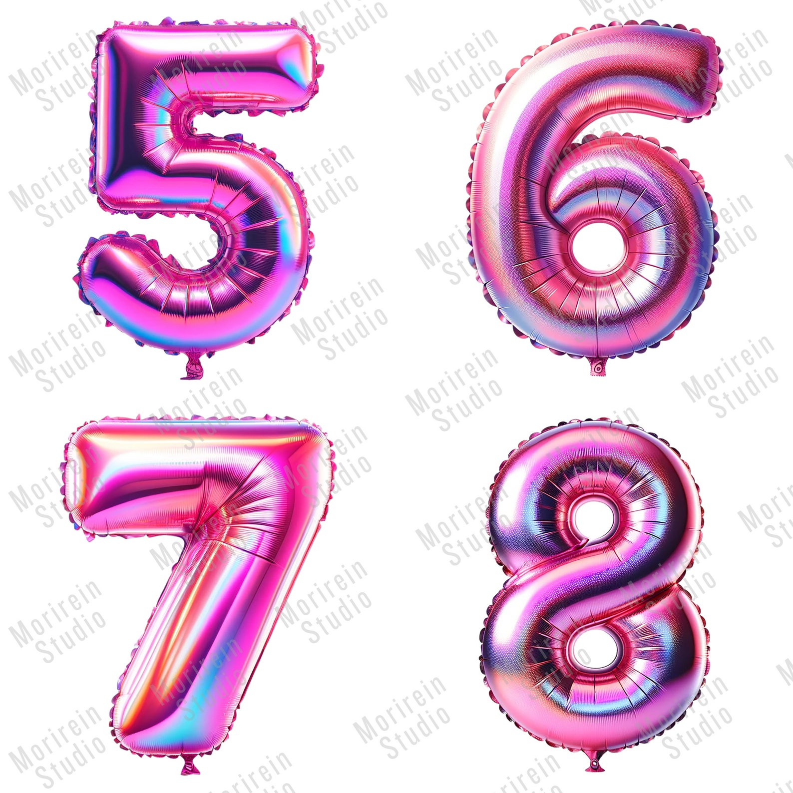 Holographic Pink Foil Balloon Numbers Clipart 16 PNG Pink Balloon ...