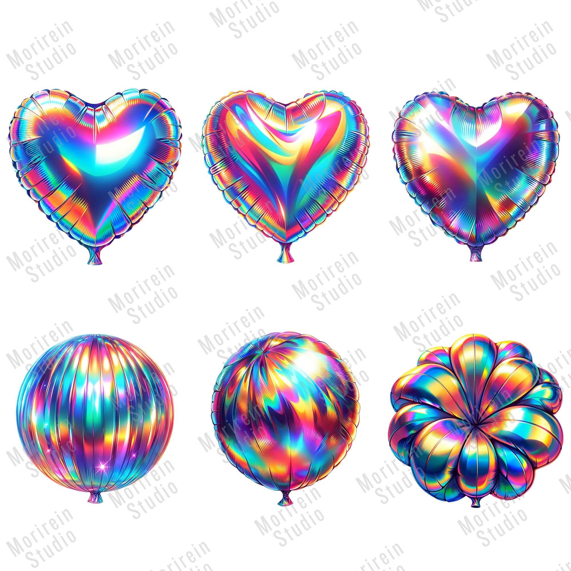 Holographic Rainbow Foil Balloon Numbers Clipart 16 PNG Rainbow Balloon ...