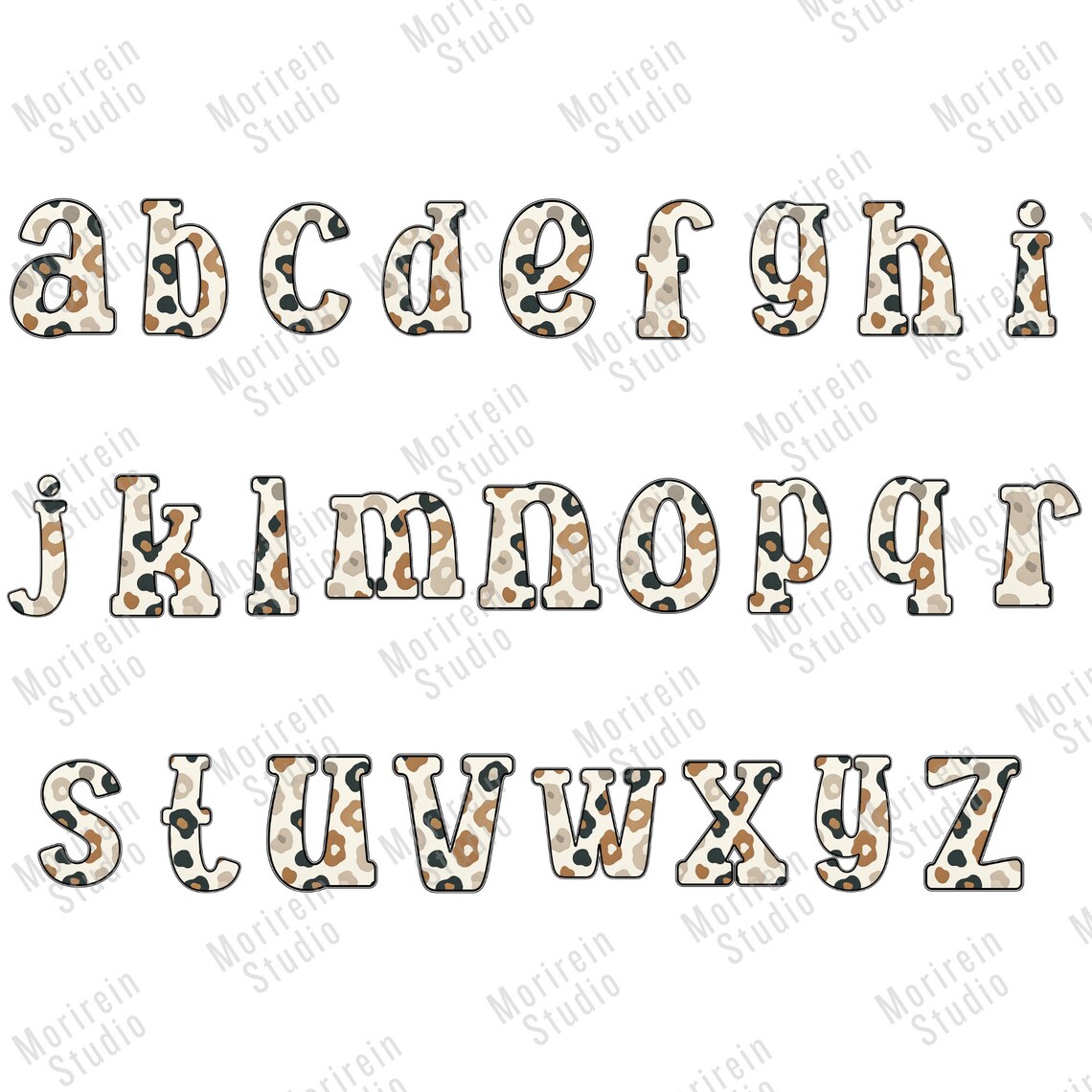 Soft Leopard Alpha Doodle Bundle 67 PNG Soft Leopard Doodle Alphabets ...