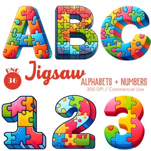 Jigsaw Alphabets and Numbers Clipart 36 PNG Jigsaw Alpha Clipart ...