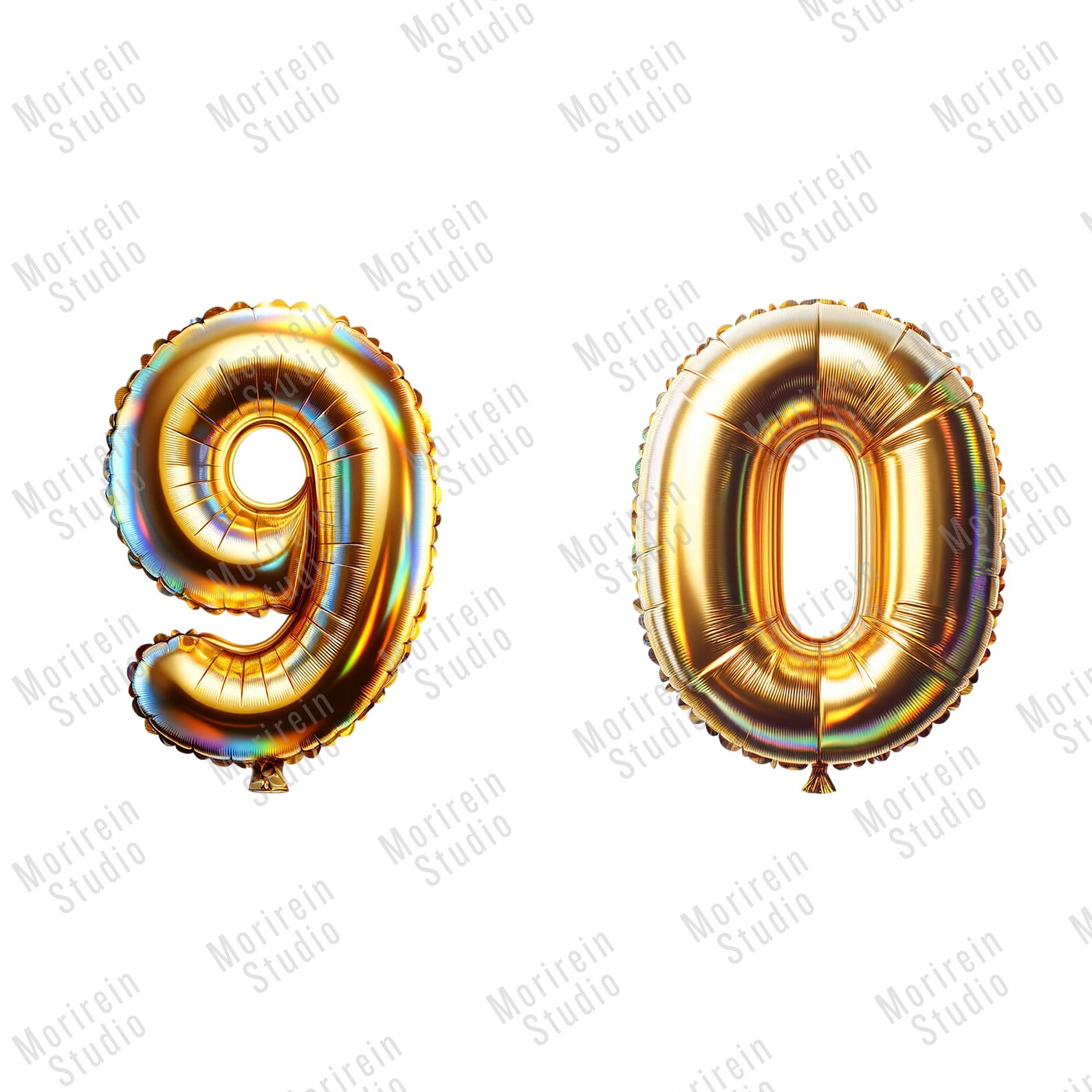 Holographic Gold Foil Balloon Numbers Clipart 16 PNG Gold Balloon ...