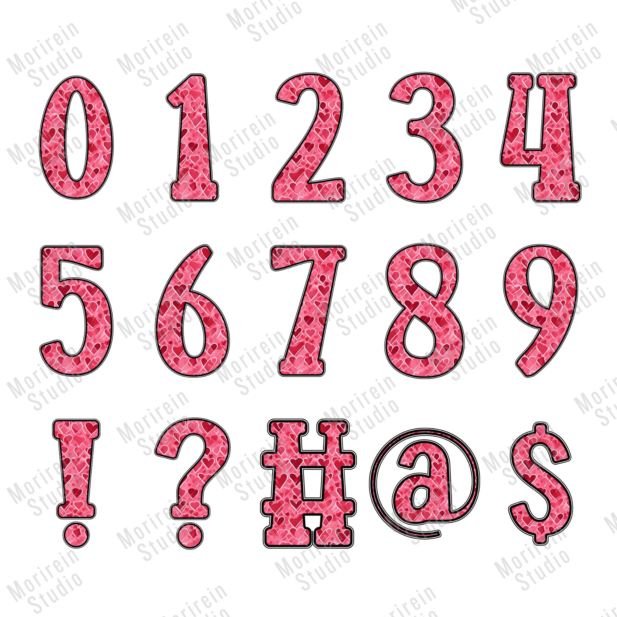 Pink Heart Alpha Doodle Bundle 67 PNG Valentine Doodle Alphabets and ...