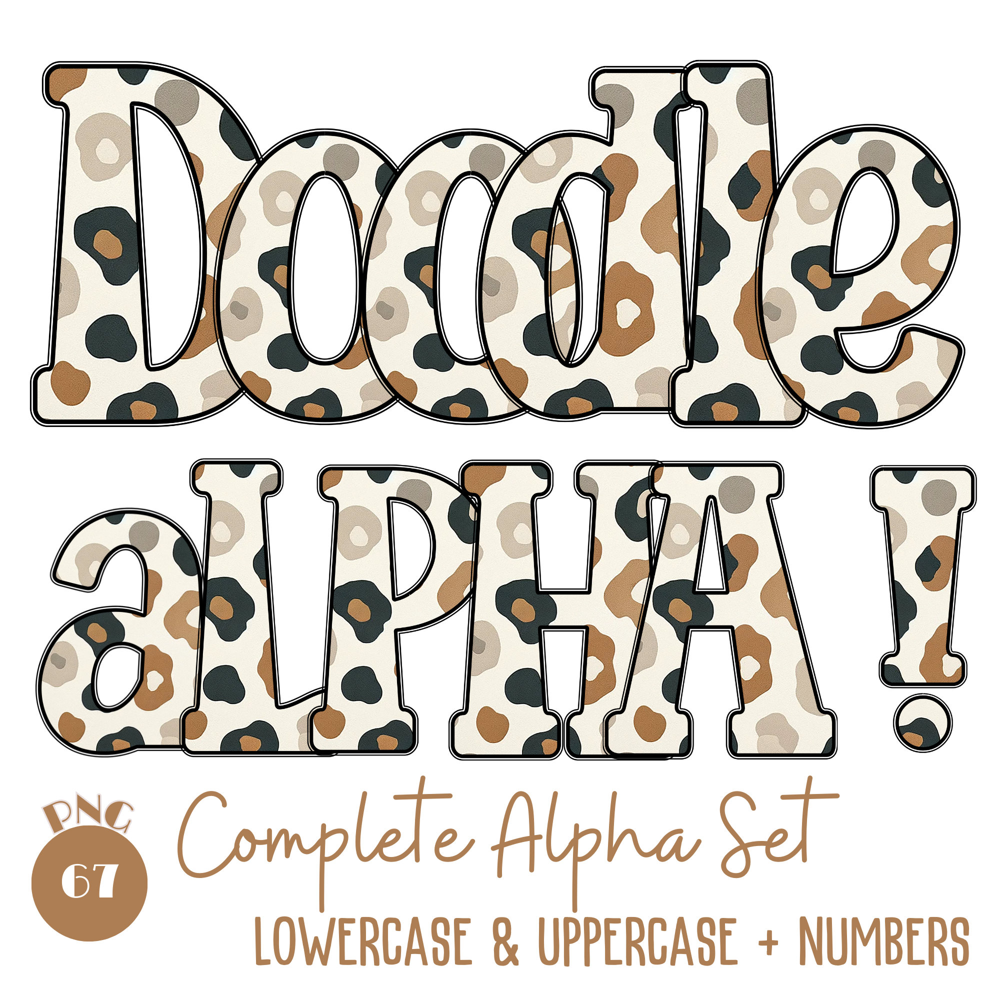 Soft Leopard Alpha Doodle Bundle 67 PNG Soft Leopard Doodle Alphabets ...