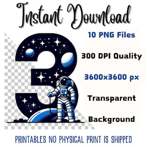 Astronaut Numbers Clipart 10 PNG Astronaut Numbers Birthday PNG Space ...