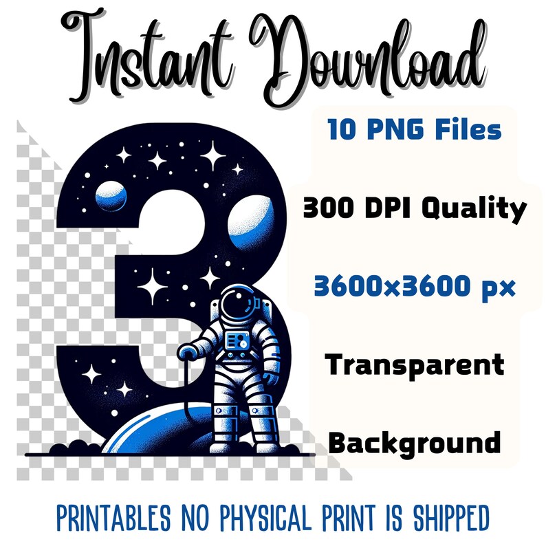 Astronaut Numbers Clipart 10 PNG Astronaut Numbers Birthday PNG Space ...