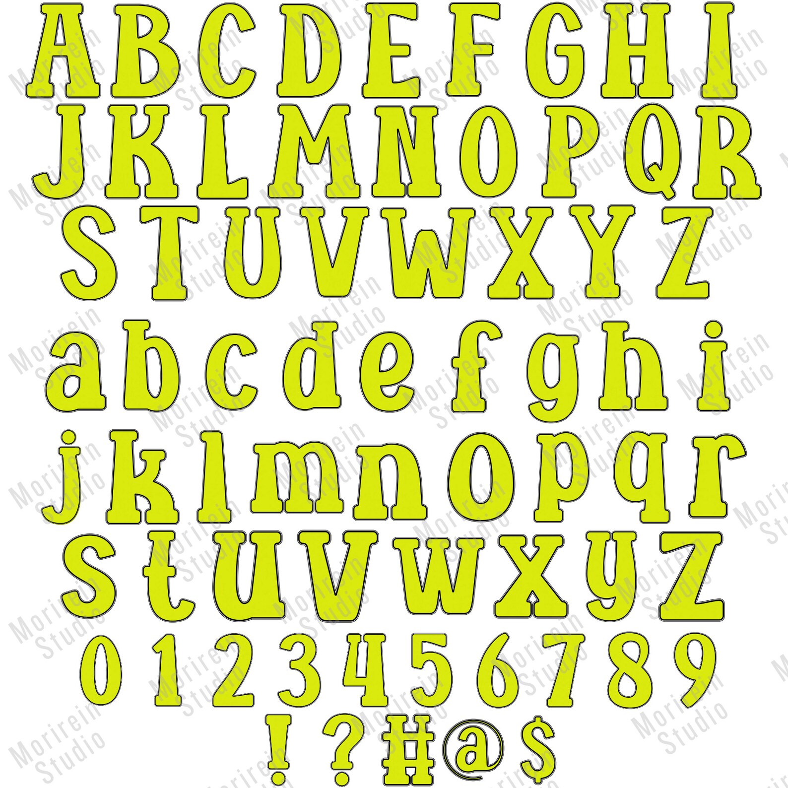 Bright Alphabet Letters PNG Bundle 335 PNG 5 Sets Bright Doodle ...