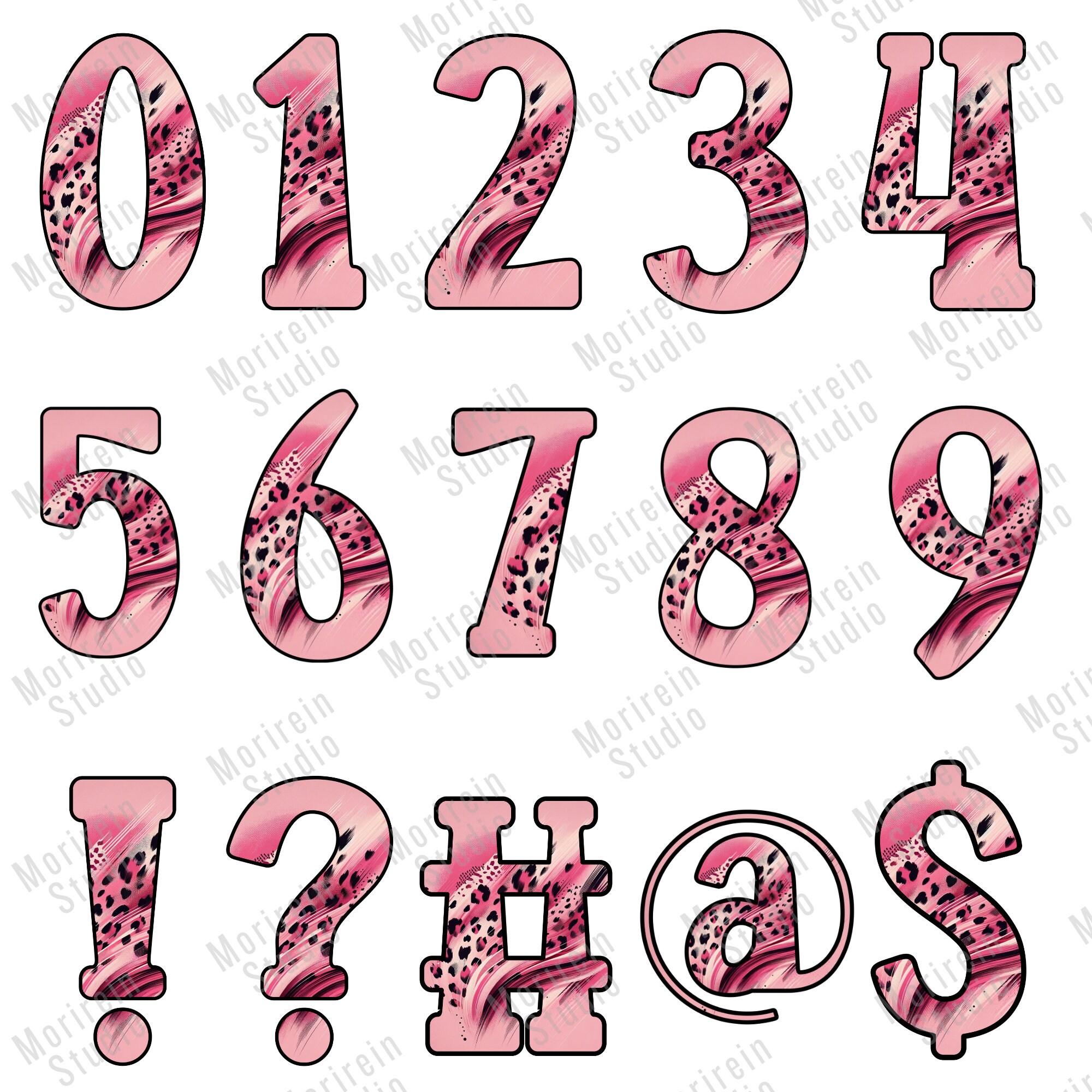 Pink Leopard Alpha Doodle Bundle 67 PNG Pink Leopard Doodle Alphabets ...